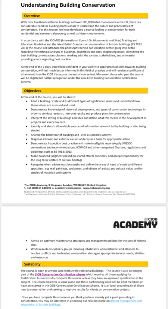 Understanding Building Conservation – Online Classroom :: CIOB Academy MENA